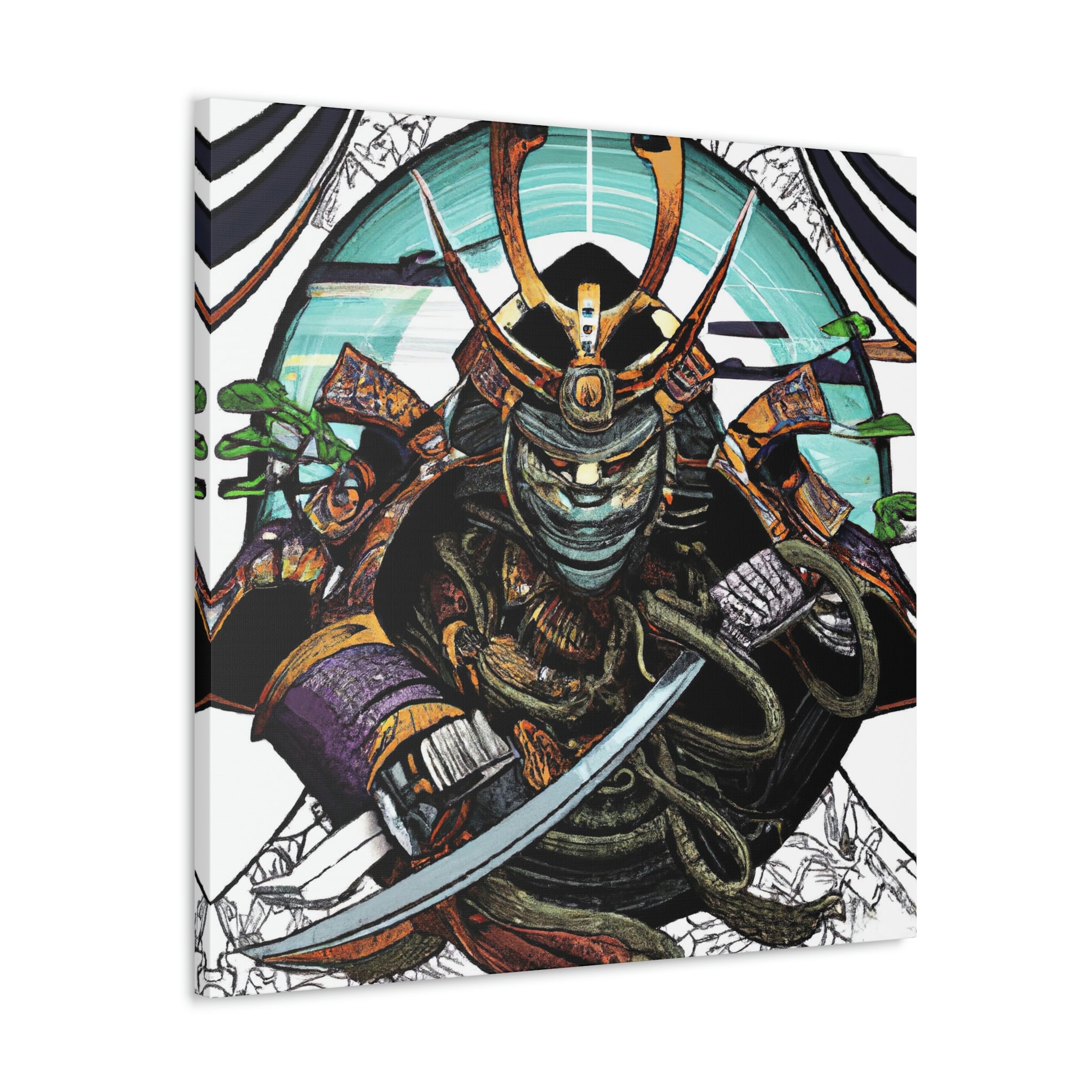 Samurai Poster, Oni Mask Print, Swordsman With Katana, Japanese Sword ...