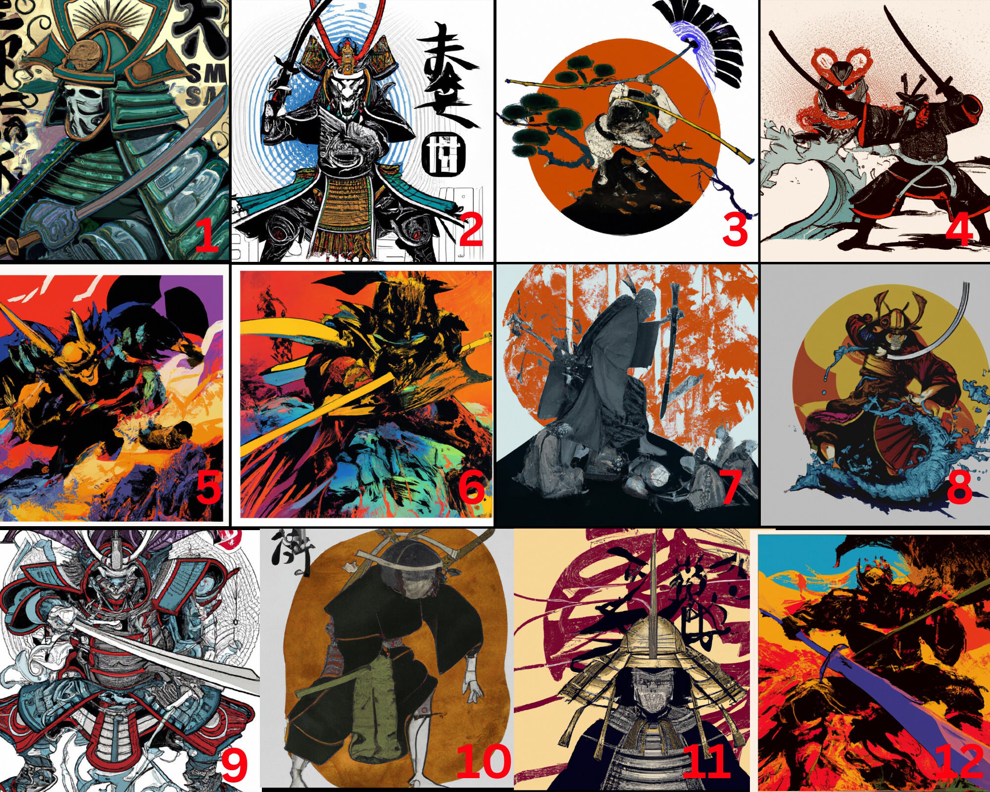 Samurai Poster, Oni Mask Print, Swordsman With Katana, Japanese Sword ...