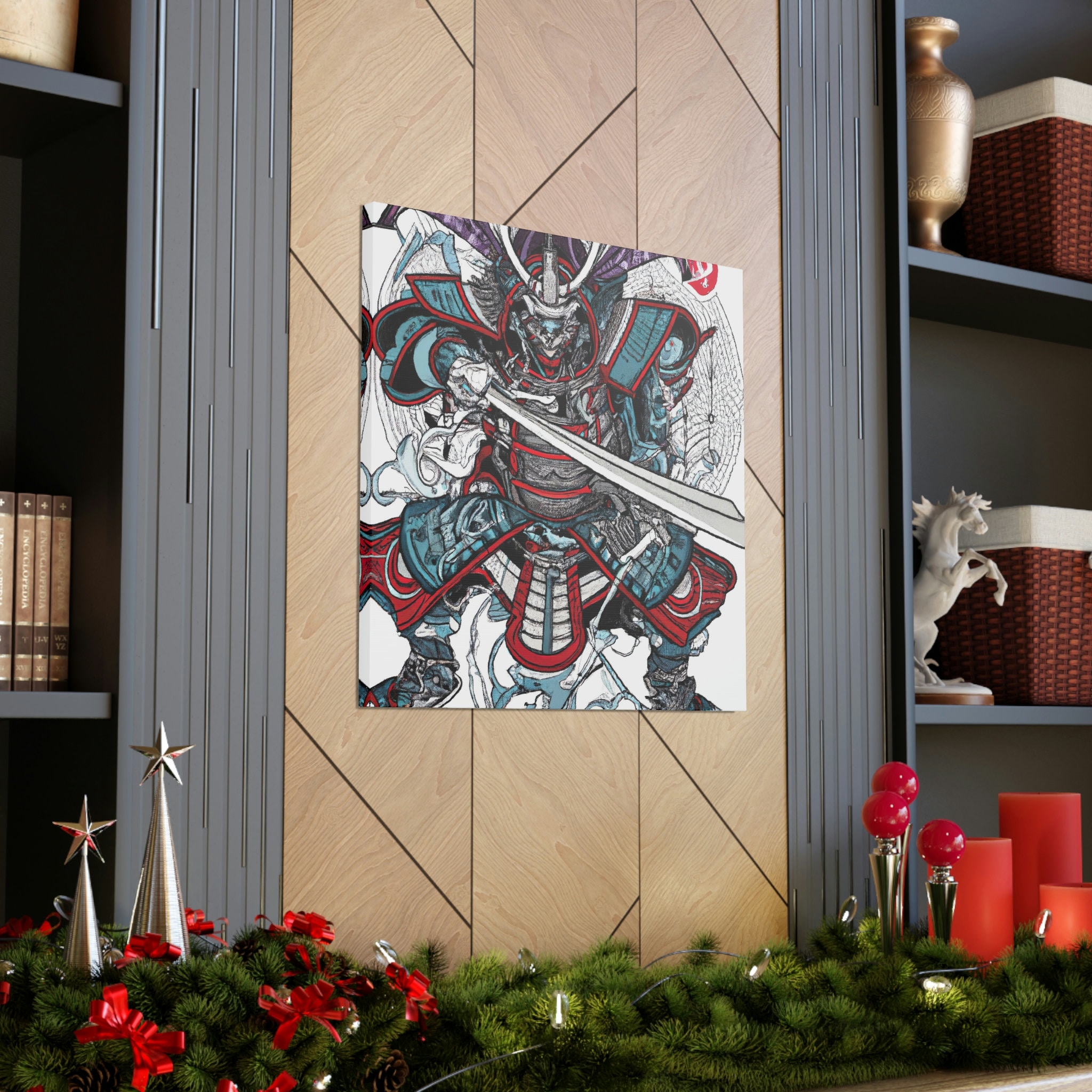 Samurai Poster, Oni Mask Print, Swordsman With Katana, Japanese Sword ...