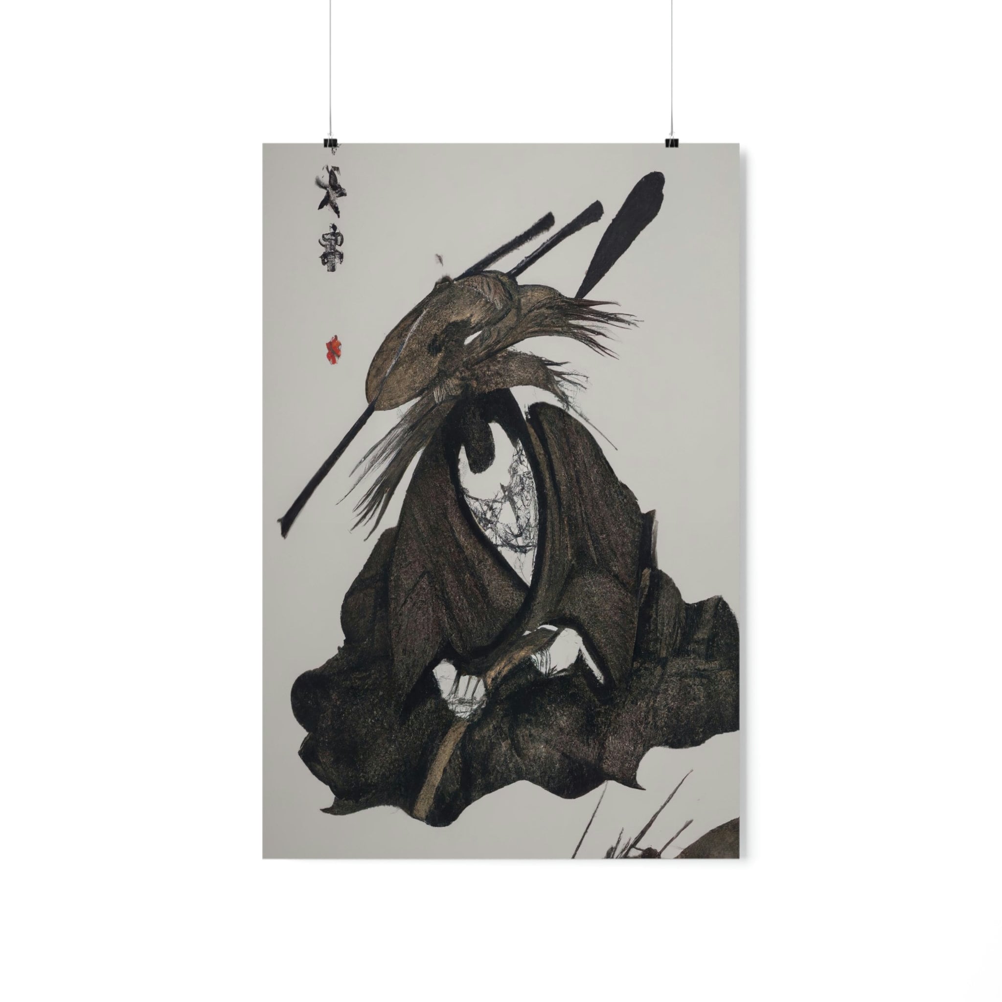 Samurai Poster, Oni Mask Print, Swordsman With Katana, Japanese Sword ...