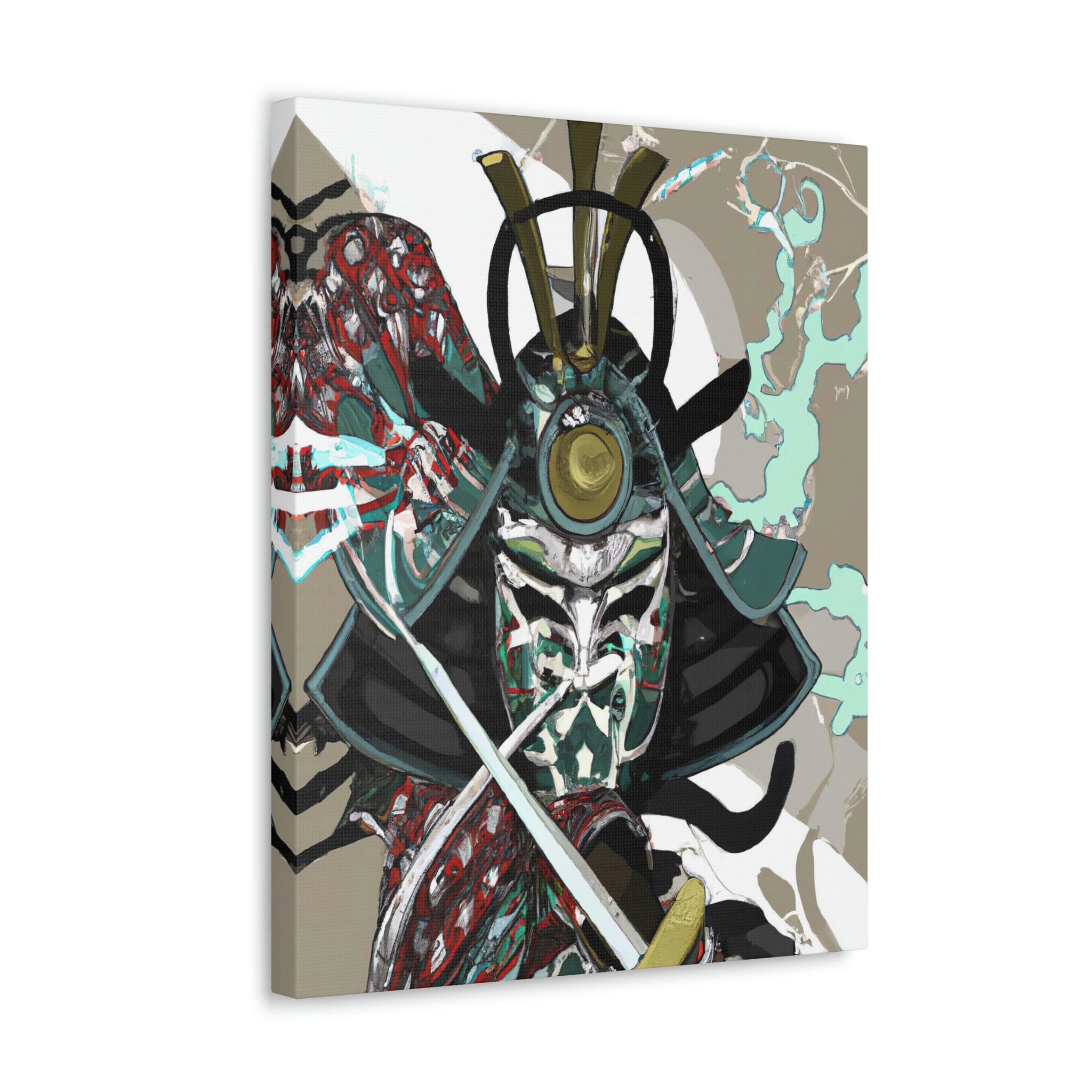 Samurai Poster, Oni Mask Print, Swordsman With Katana, Japanese Sword ...