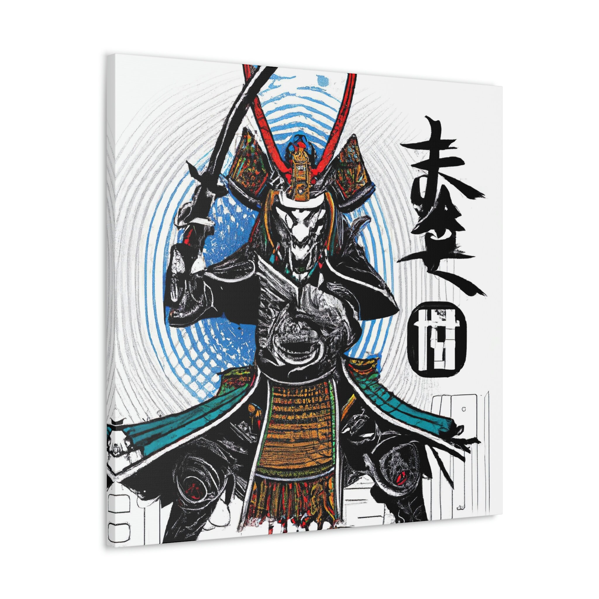 Samurai Poster, Oni Mask Print, Swordsman With Katana, Japanese Sword ...