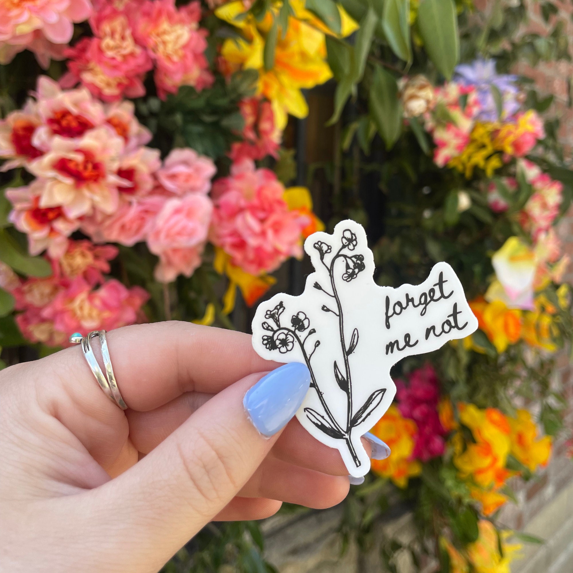 Forget Me Not Sticker, 2.5x2.5" Sticker, Floral Sticker, Flower Sticker ...