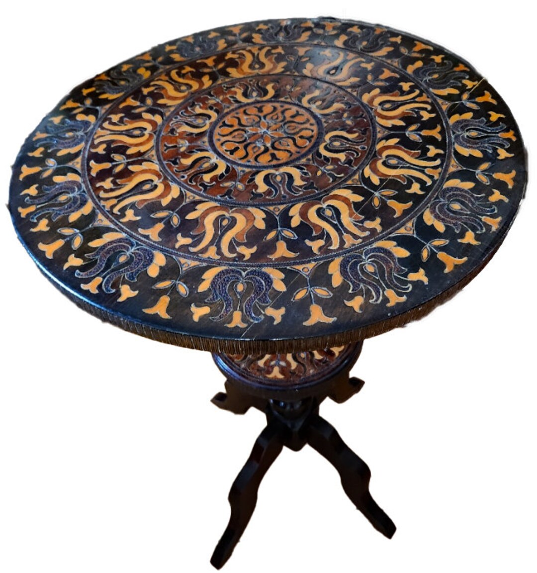 Handmade Brass Inlay Wooden Table - Etsy
