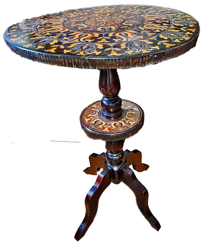 Handmade Brass Inlay Wooden Table - Etsy