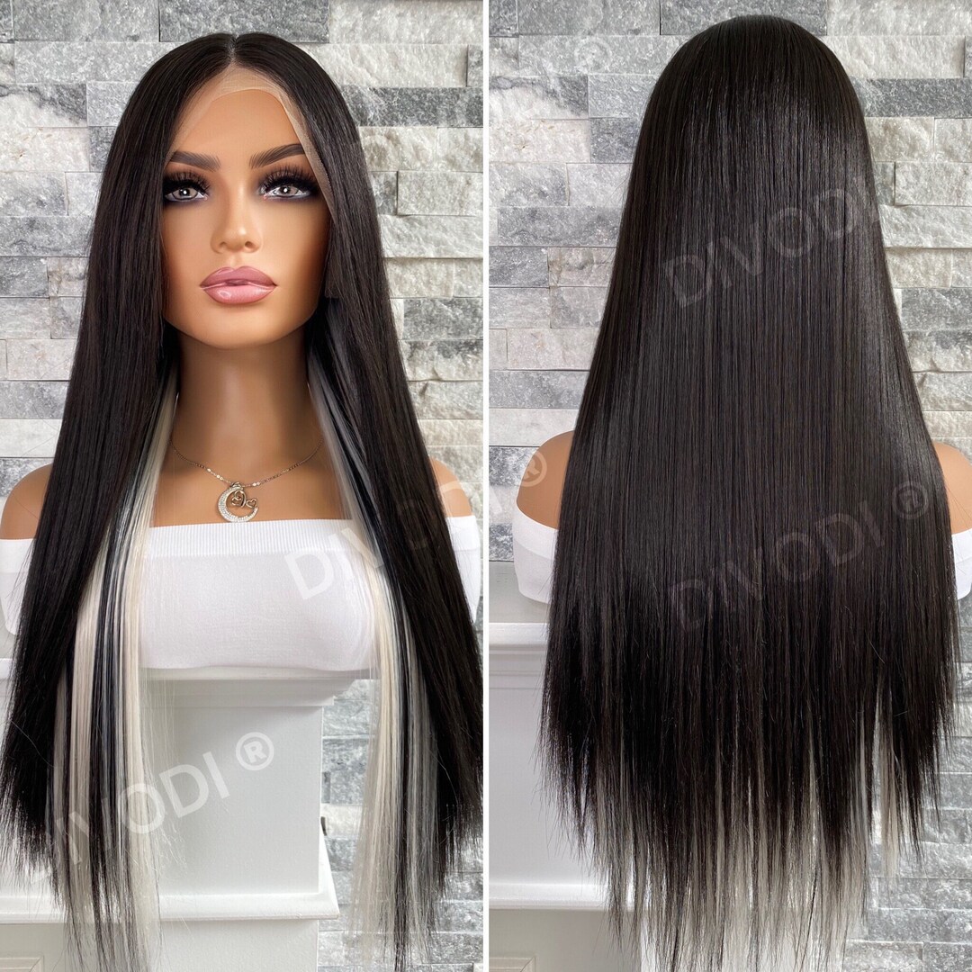 NALA Black/gray Synthetic T-part Lace Front Wig - Etsy