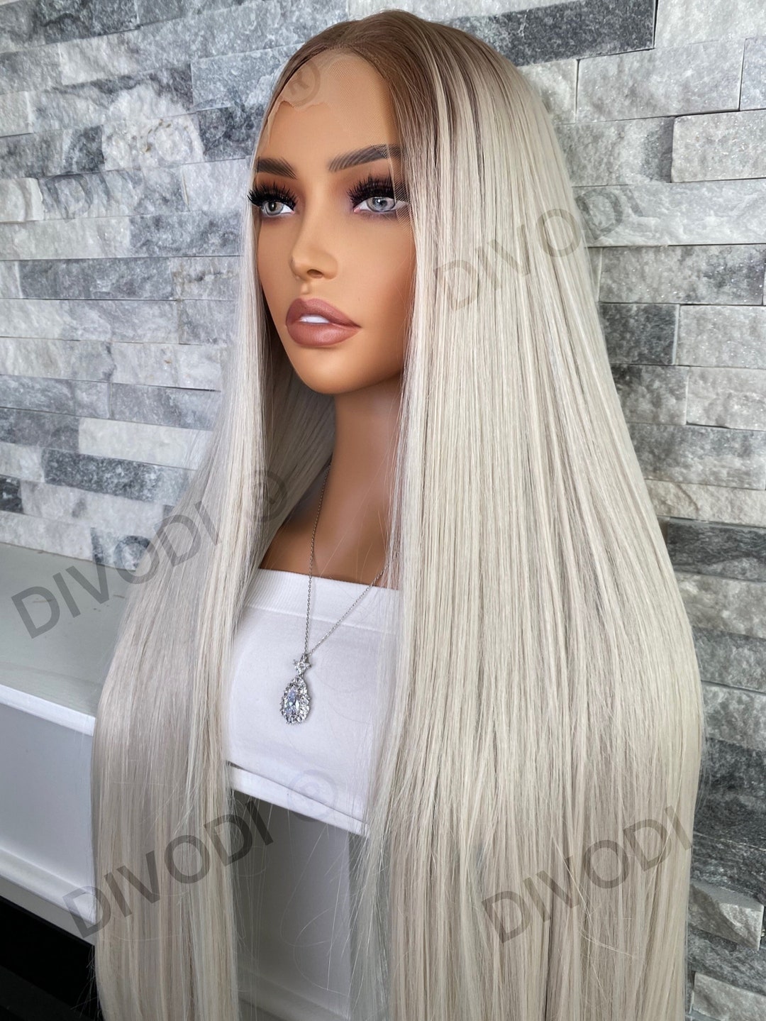 Pearl-very Long Platinum Blonde Futura Fiber (13x3) Lace Front Wig - Etsy