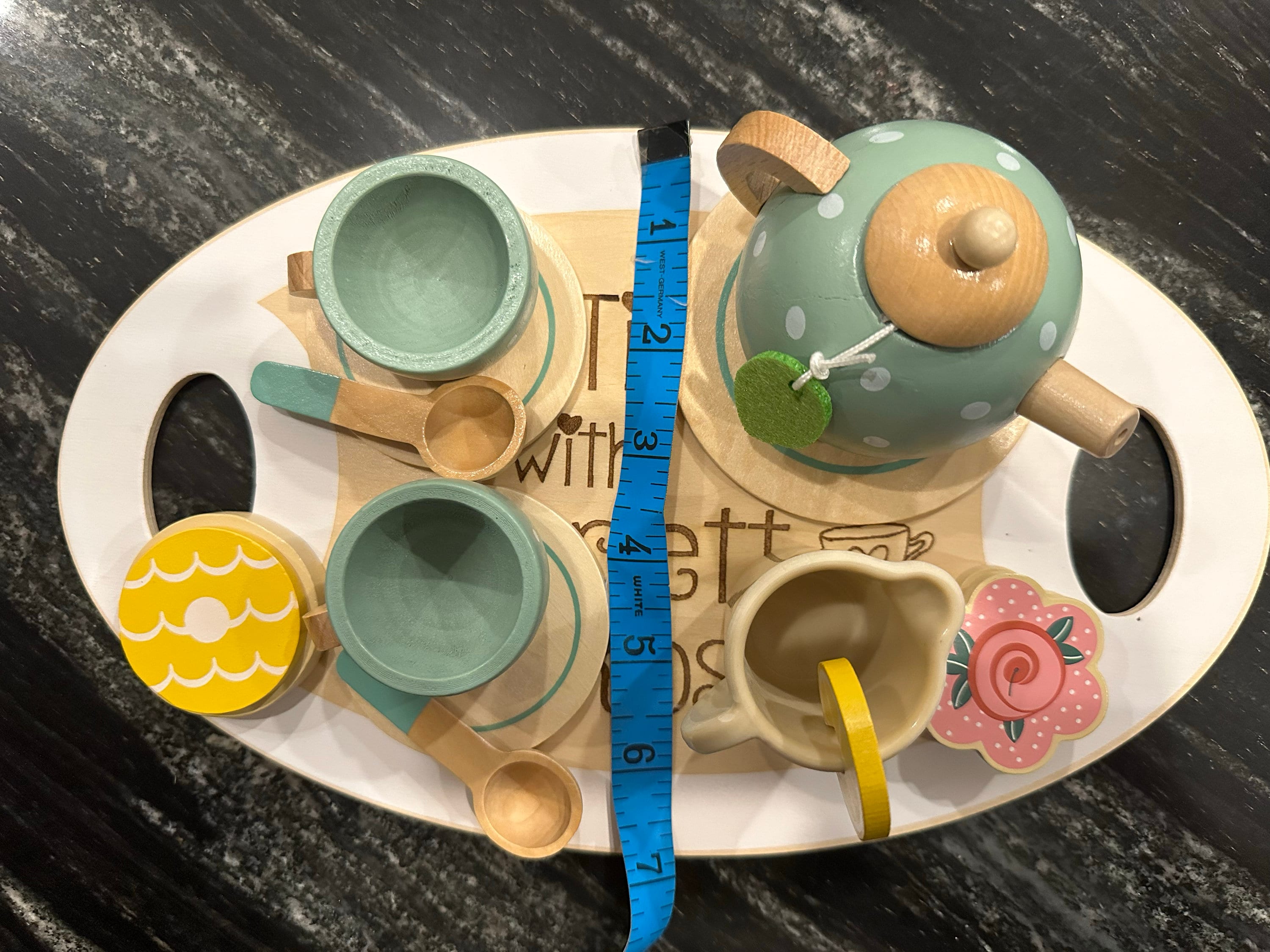 15pcs Wooden Tea Set for Little Girls, Personalized Tea Set, Toddler ...