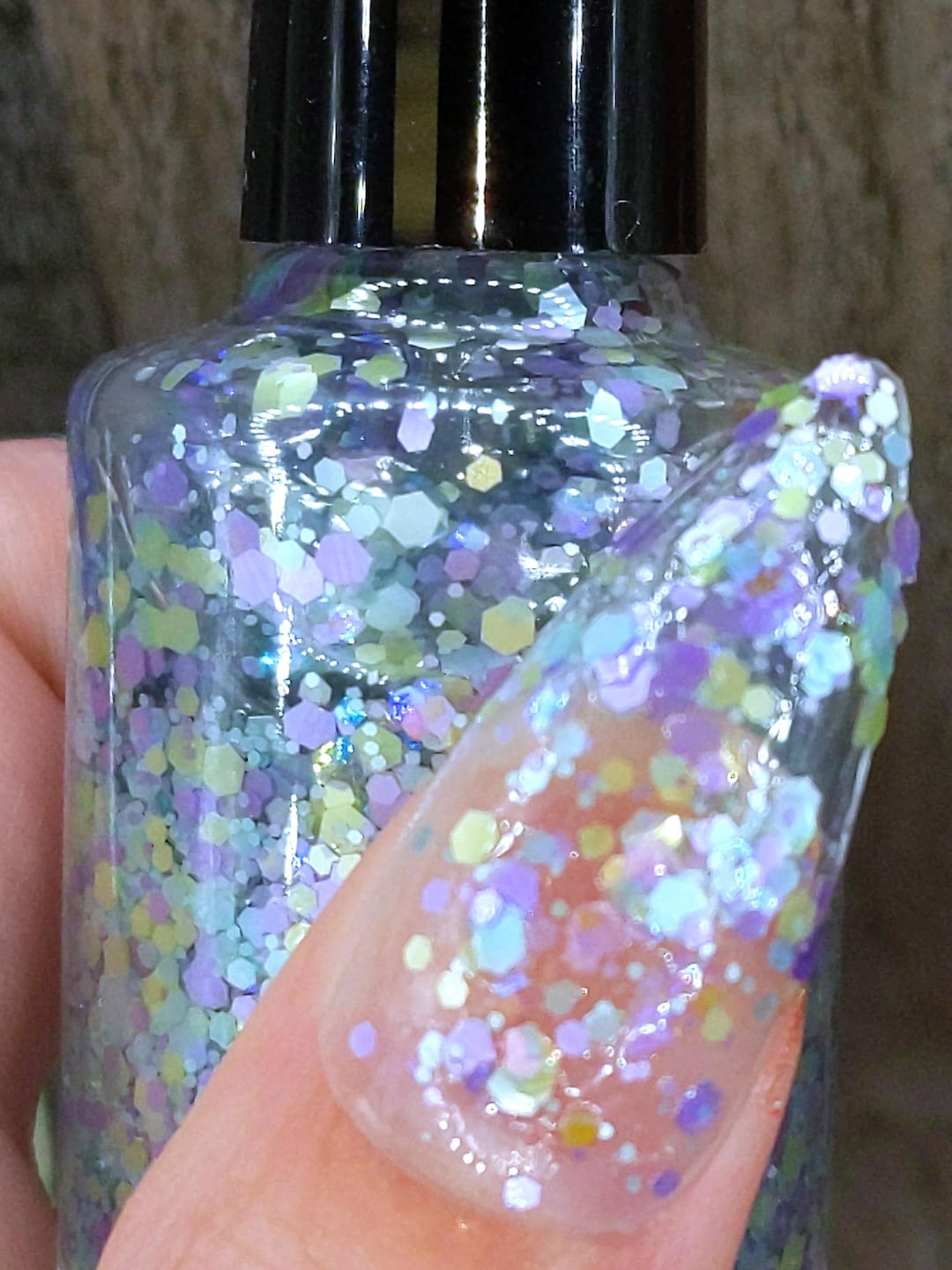 PASTEL PEARL Glitter Nail Polish Topper, Lavender Light Green Silver ...