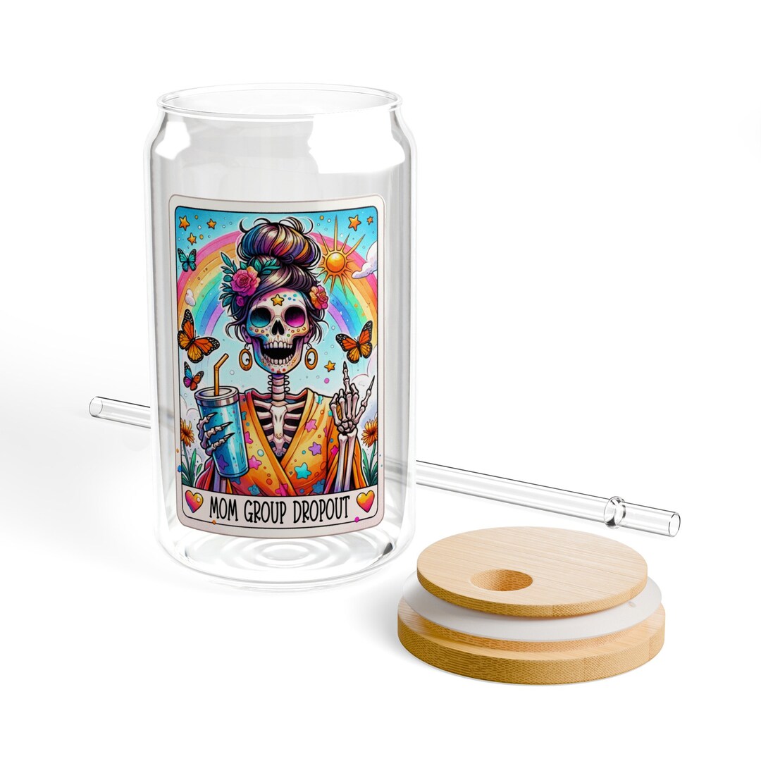 Mom Group Dropout Tarot Card Glass Can Cup, Funny Tarot, Skeleton Tarot ...