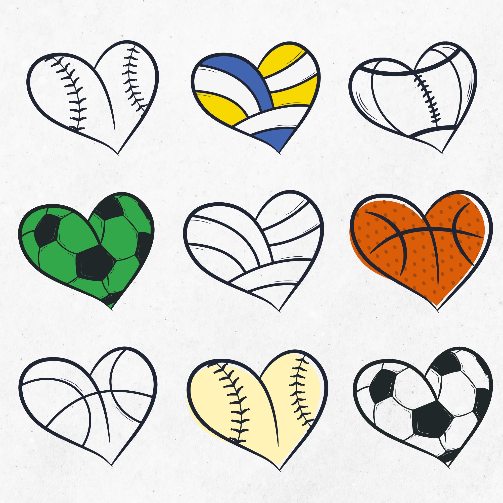 Sports Heart Svg File Heart Ball Svg Sport Silhouette - Etsy UK