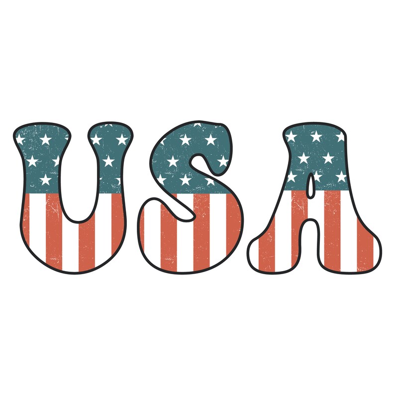 Retro American Flag Alphabet and Numbers PNG Usa Alphabet Png - Etsy