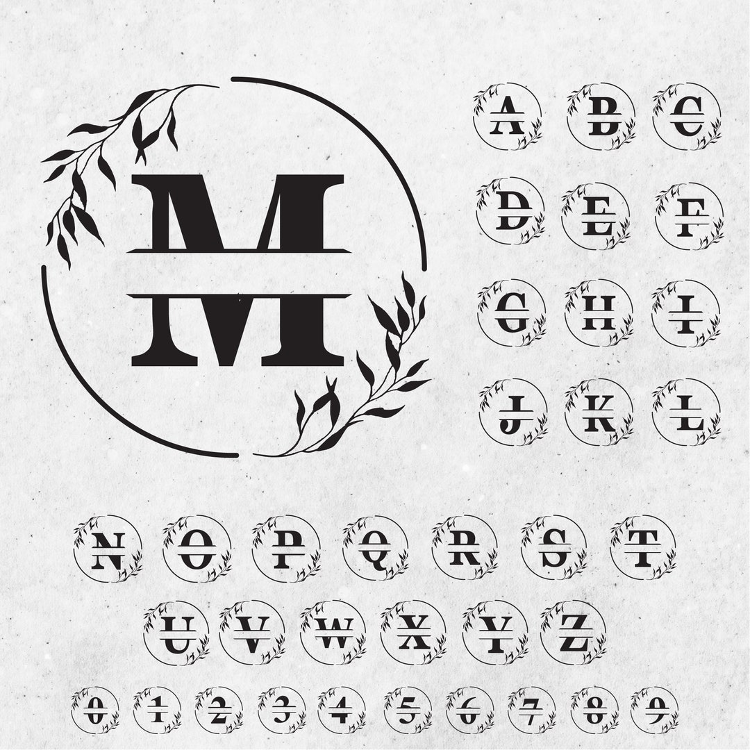 Floral Split Letters A-Z SVG Design, Floral Split Letter Svg, Floral ...