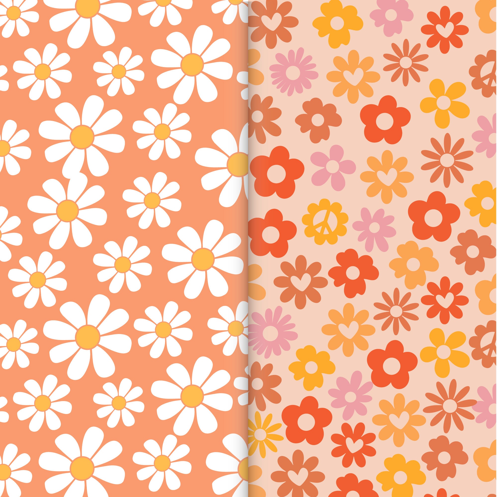 6x Groovy Flowers Pattern Svg and Jpeg Bundle Flowers Floral - Etsy