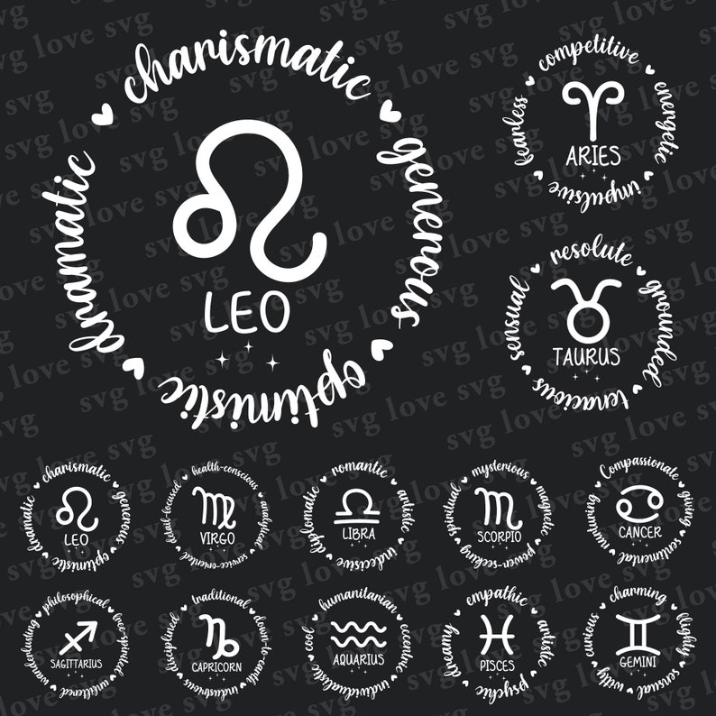 Zodiac Sign SVG Bundle Astrology Svg Zodiac Sign Svg Taurus - Etsy
