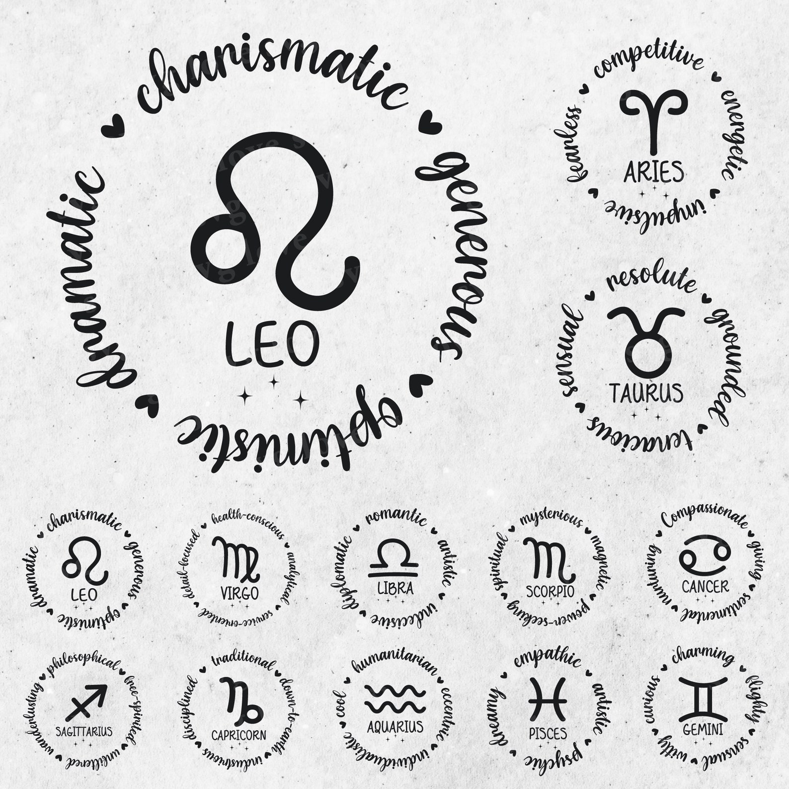 Zodiac Sign SVG Bundle Astrology Svg Zodiac Sign Svg Taurus - Etsy