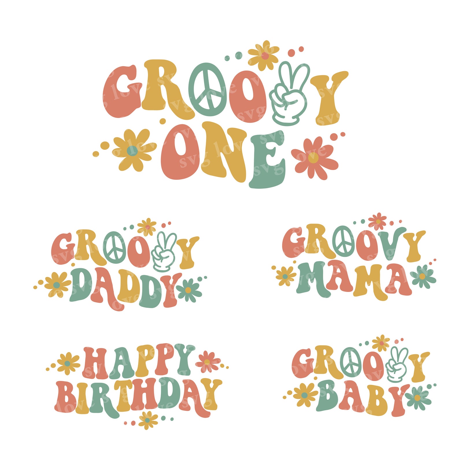 Mega Groovy Family SVG PNG Bundle, Two Groovy Svg, Birthday Svg, Groovy ...