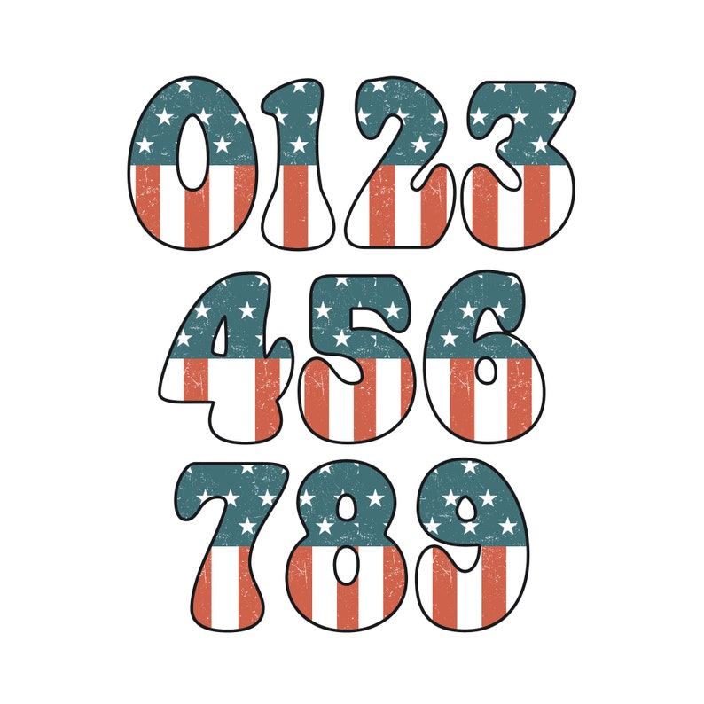 Retro American Flag Alphabet and Numbers PNG Usa Alphabet Png - Etsy