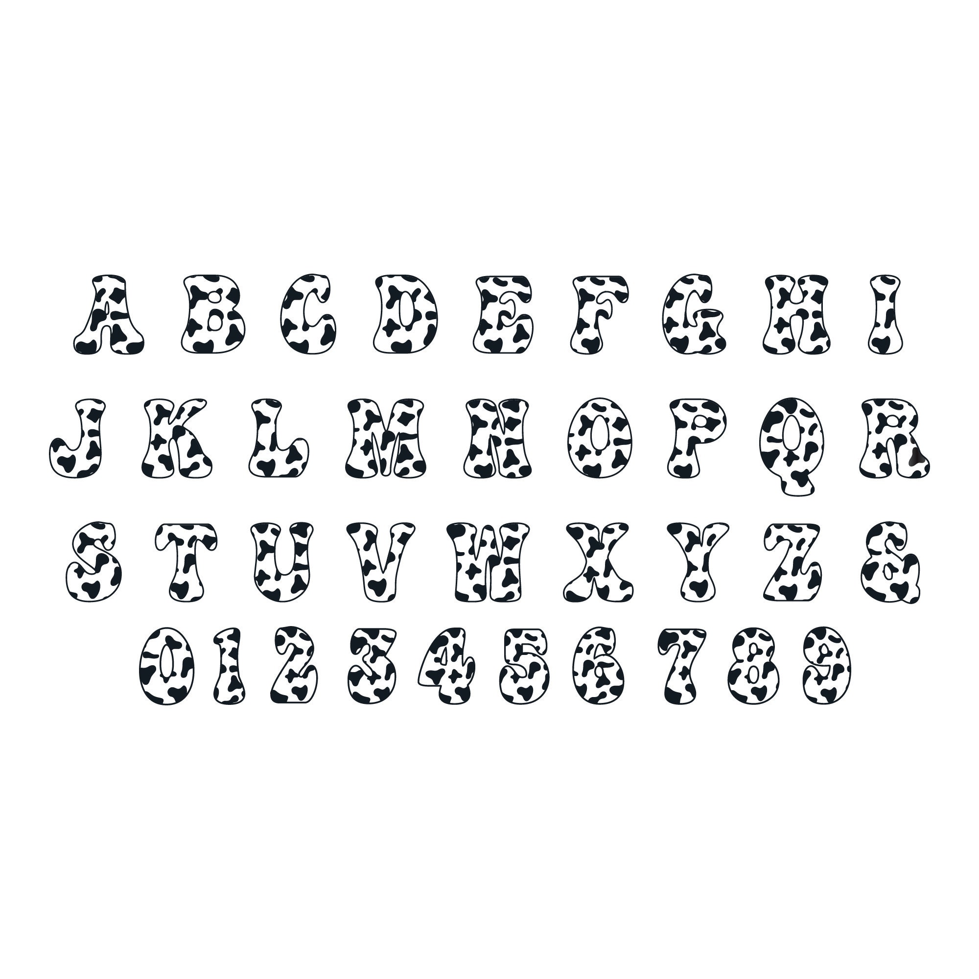 Cow Alphabet Png Design Numbersletters Bundlebirthday Cow - Etsy