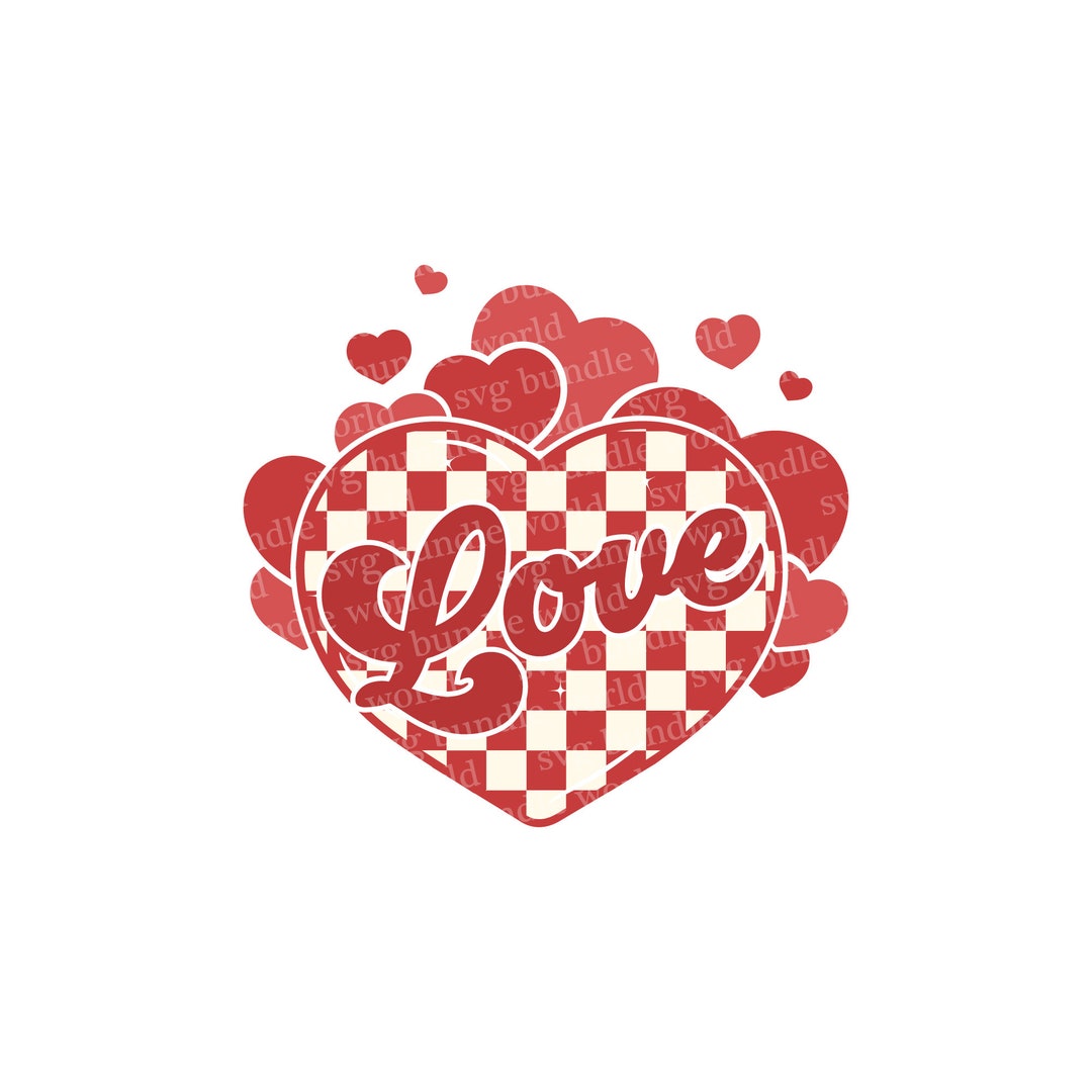 Checkers Love Heart Svg, Love Svg, Retro Love Heart Png, Retro Heart ...