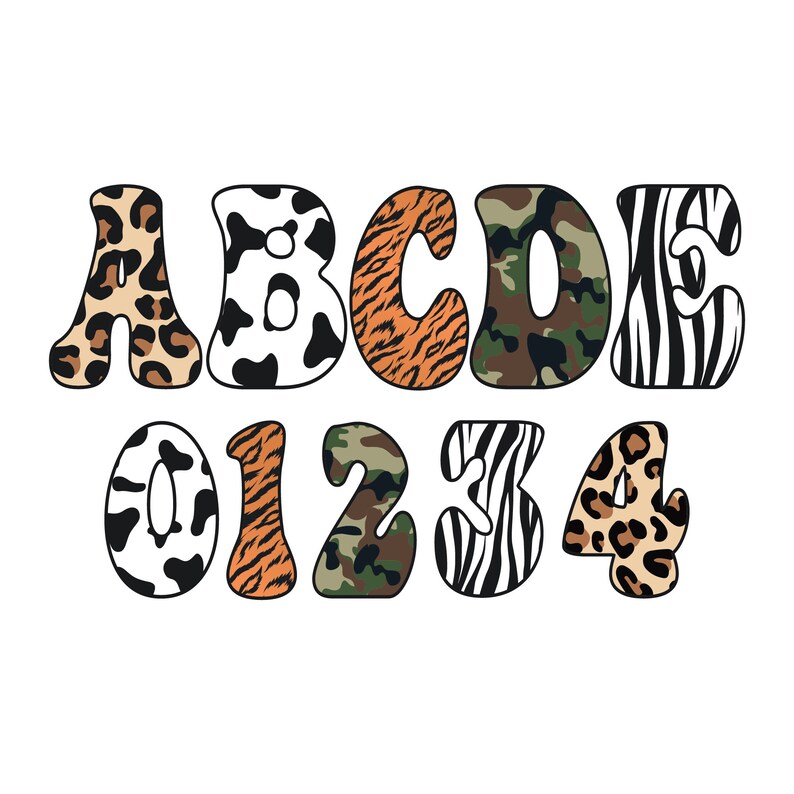 Safari Animals Skin Alphabet PNG Design Camo Alphabet Letter - Etsy