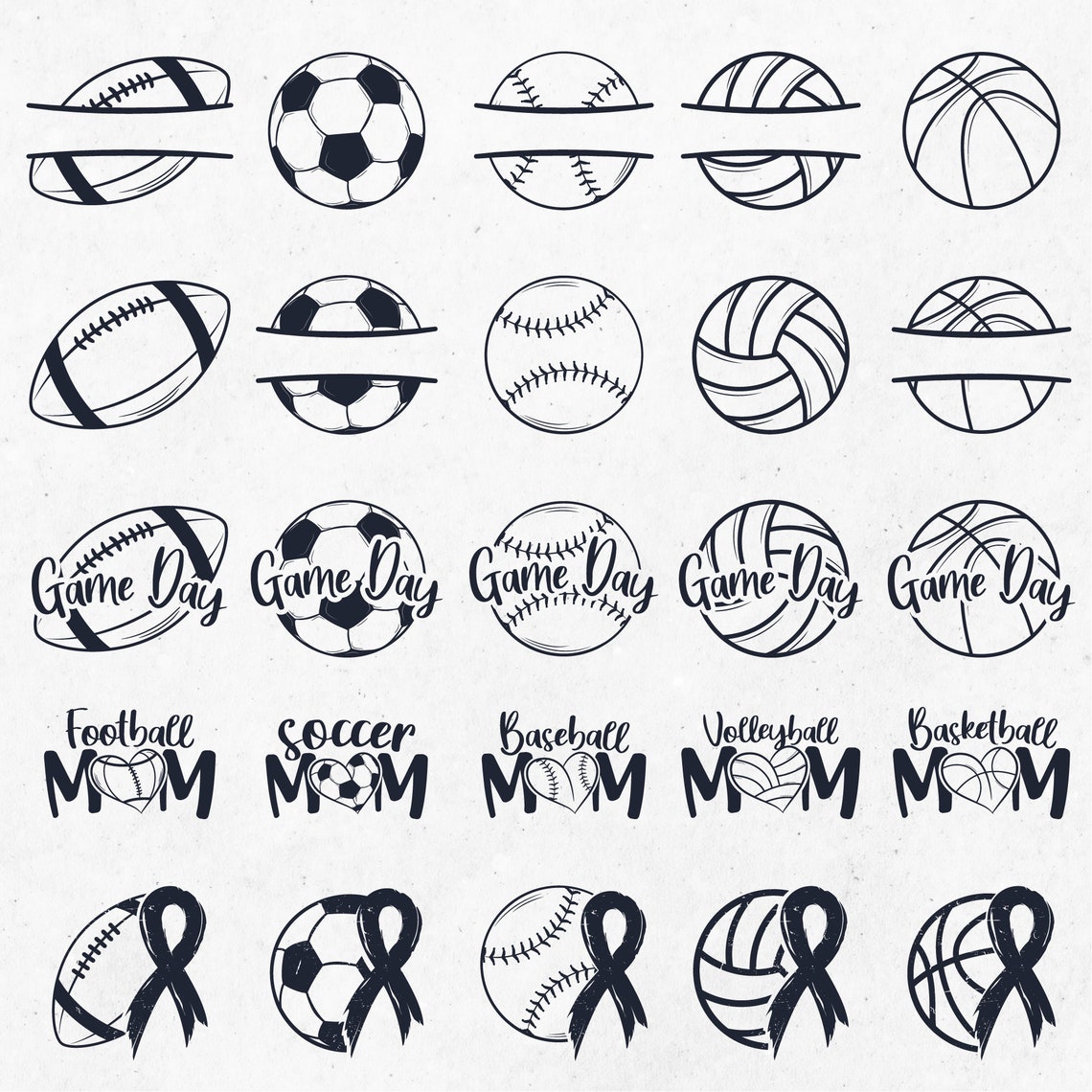 25x Sports Svg Cut File Sports Svg Sports Ball Silhouettes - Etsy