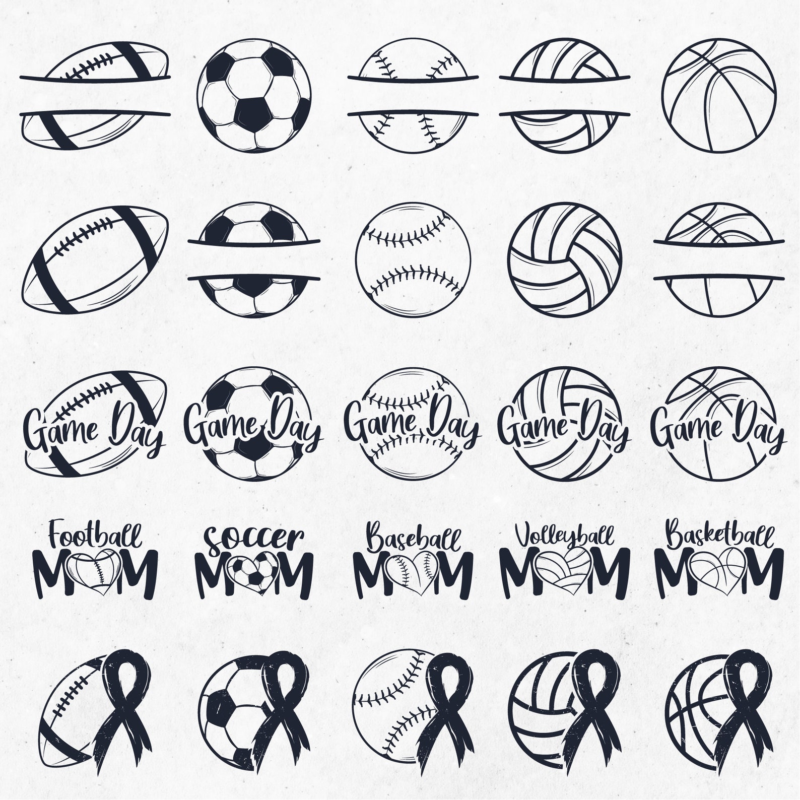 25x Sports Svg Cut File Sports Svg Sports Ball Silhouettes - Etsy