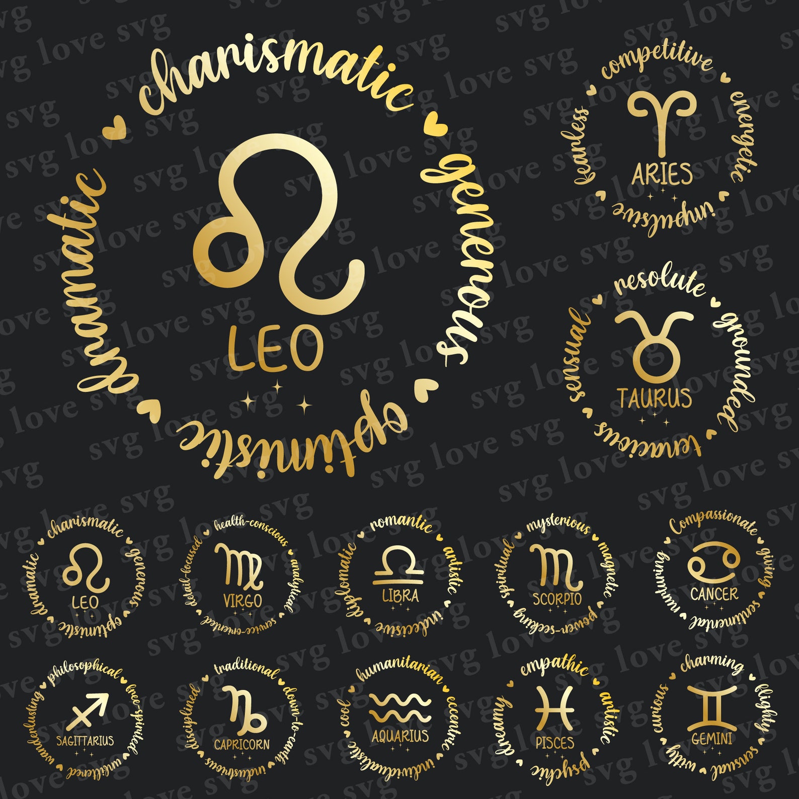 Zodiac Sign SVG Bundle Astrology Svg Zodiac Sign Svg Taurus - Etsy