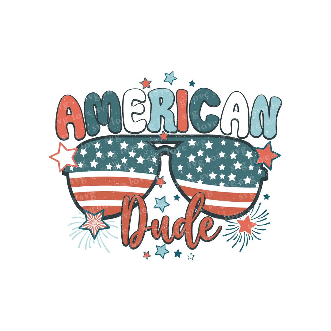Vintage American Dude PNG, American Flag Print Glasses PNG, 4th of July ...