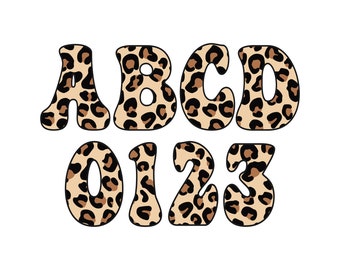 Glitter Leopard Print Doodle Alphabet Letters PNG Bundle, Cheetah ...