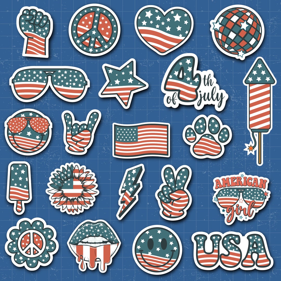 4th of July Stickers, Patriotic Stickers, Sticker Pack Svg, 4th of July ...