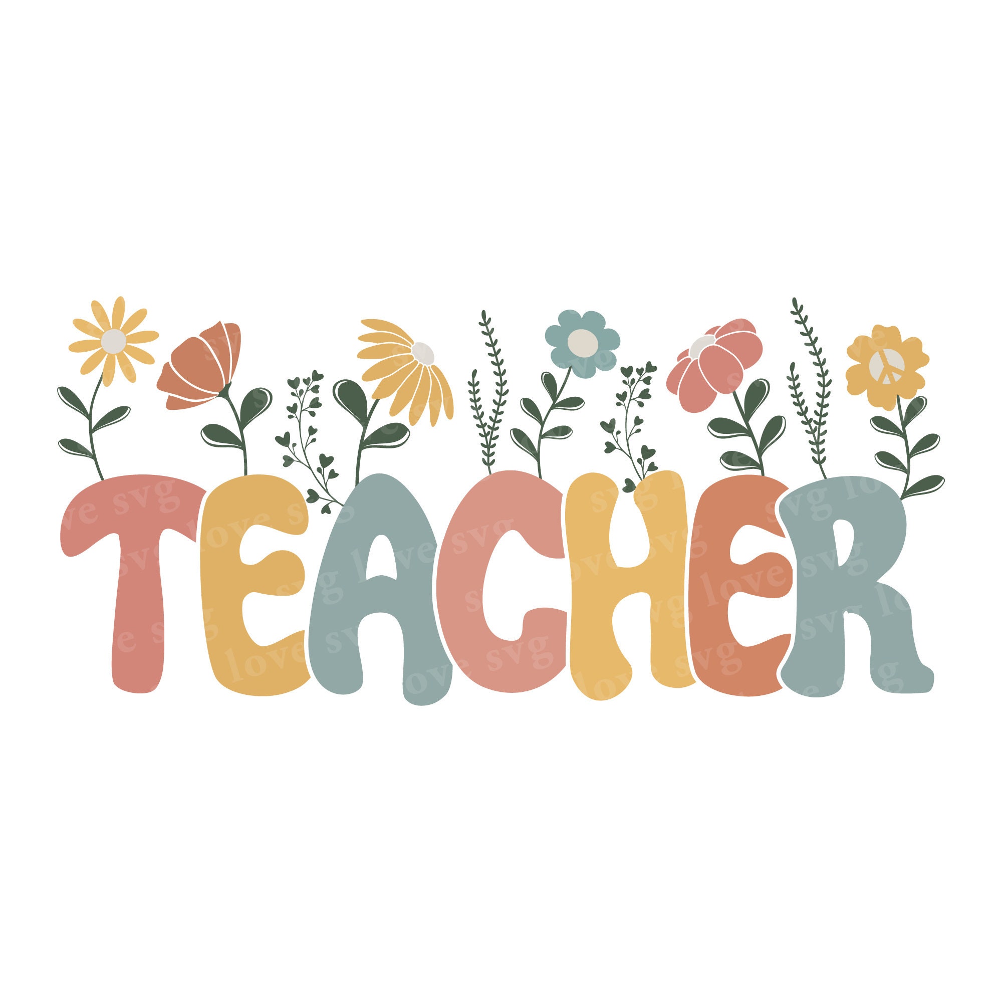 Teacher Flower SVG PNG Design Teacher Shirt Svg Teacher - Etsy