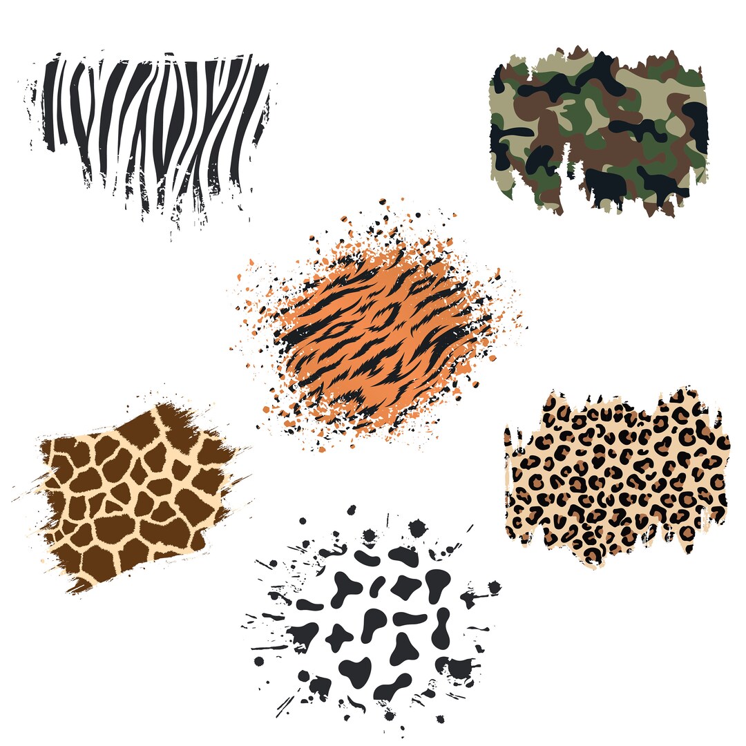 Distressed Animal Print Png Bundle - Leopard Print Png - Cow Print Png ...