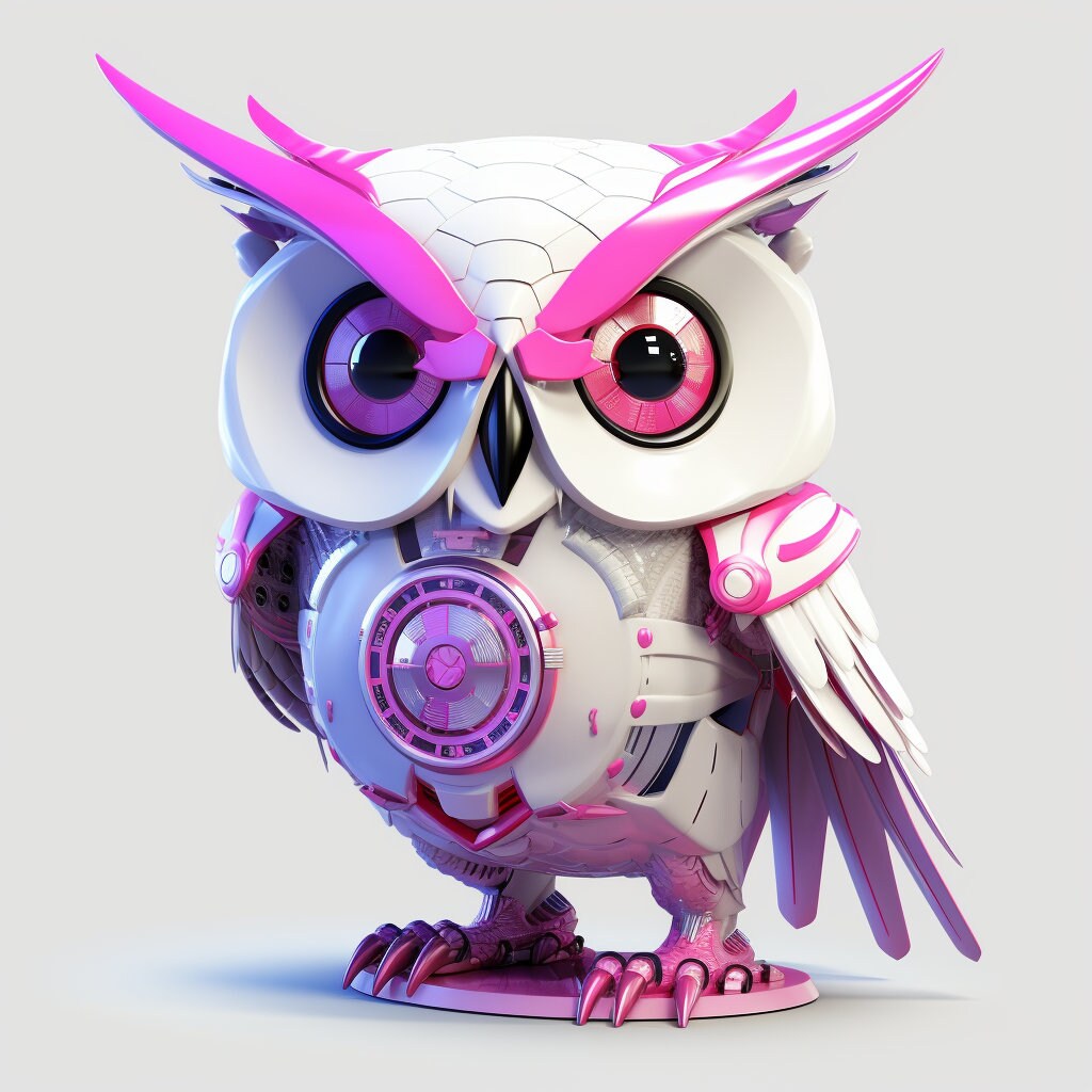 Pink and White Robotic Owls Digital File - Etsy