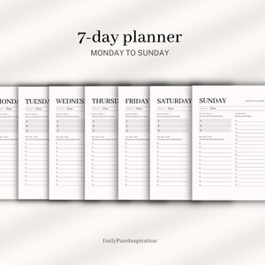 7 Day Planner, Daily Planner, Printable Digital Planner, to Do List ...