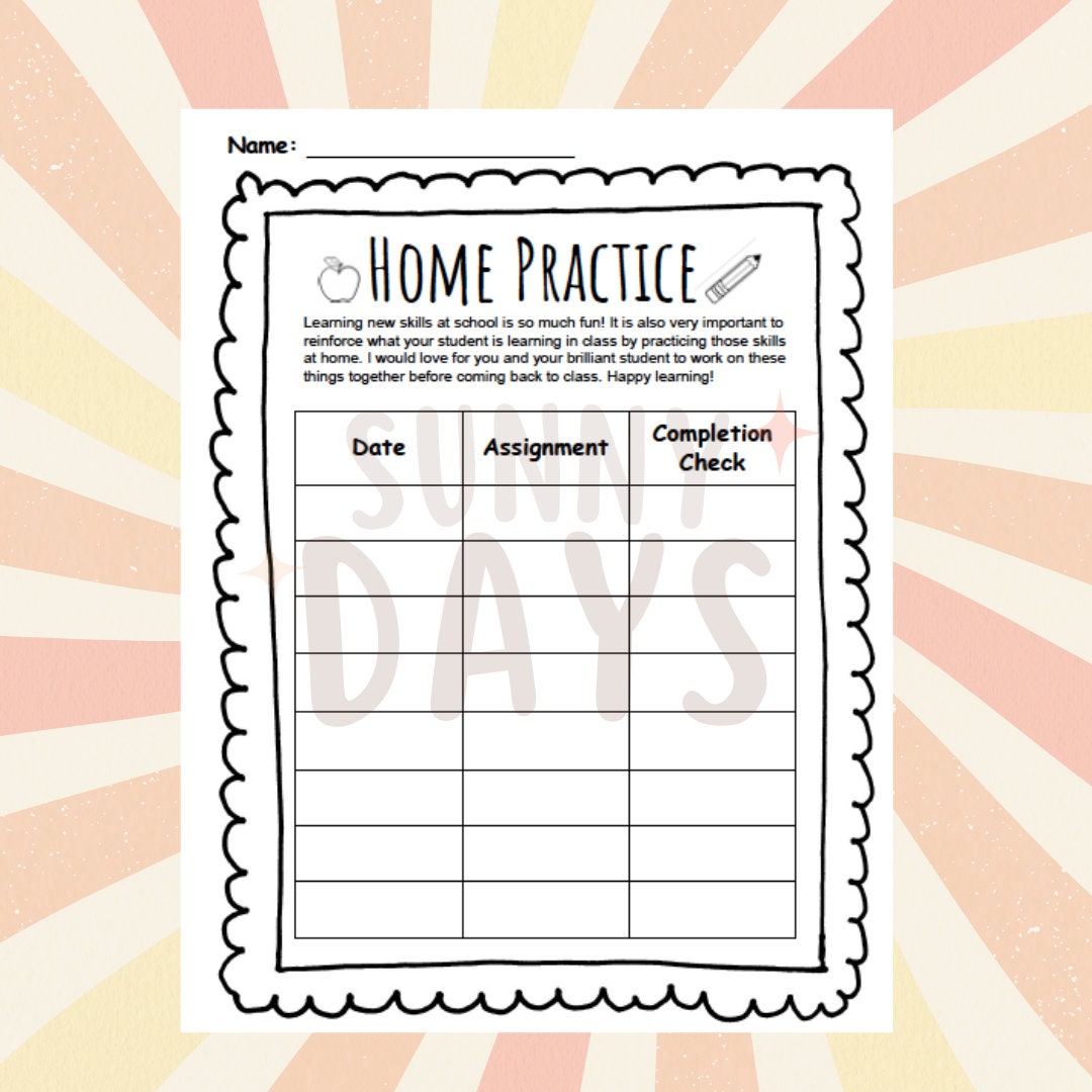 Homework Tracking Page, Preschool Printable, Homework Tracker, Homework ...