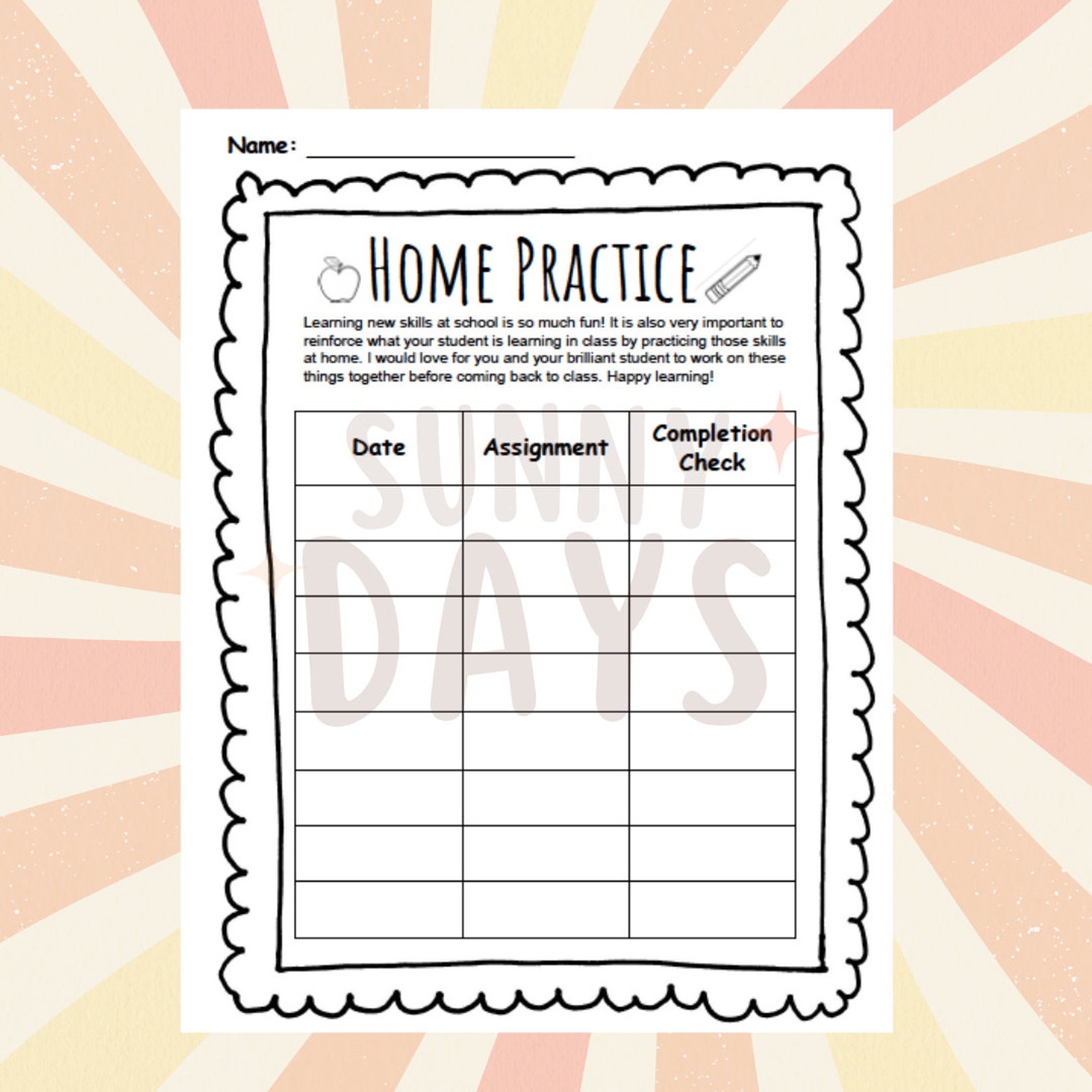 Homework Tracking Page, Preschool Printable, Homework Tracker, Homework ...