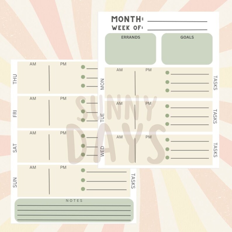 Weekly Planner Printable, Weekly Planner Template, Weekly Planner PDF ...