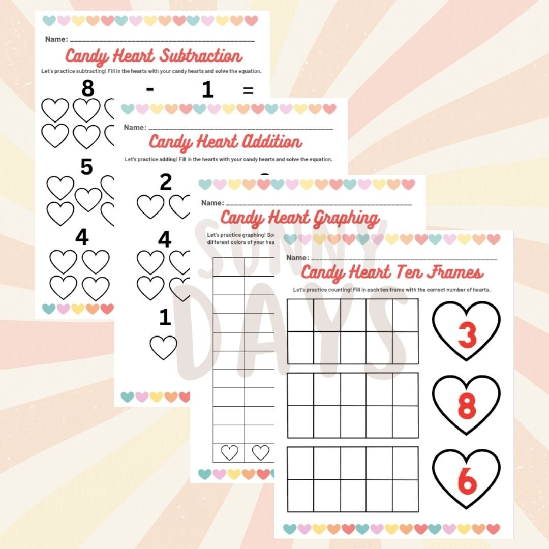 Conversation Heart Worksheets, Valentine Worksheet for Kids, Valentine ...