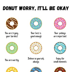 Donut Worry, It'll Be Okay, Poster, Therapy Poster, Therapy Office ...