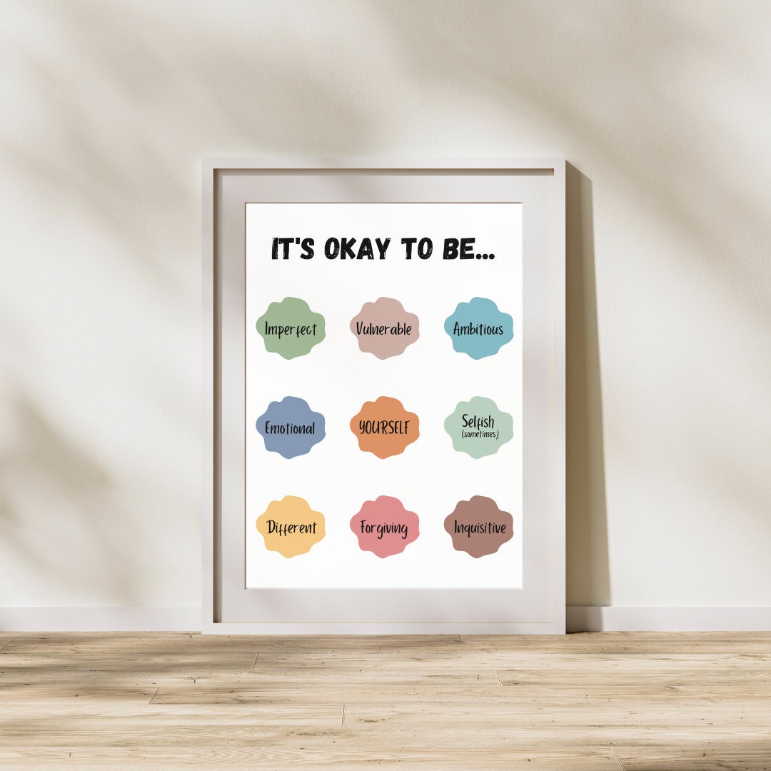 It's Okay to Be, Poster, Therapy Poster, Therapy Office Decor, School ...