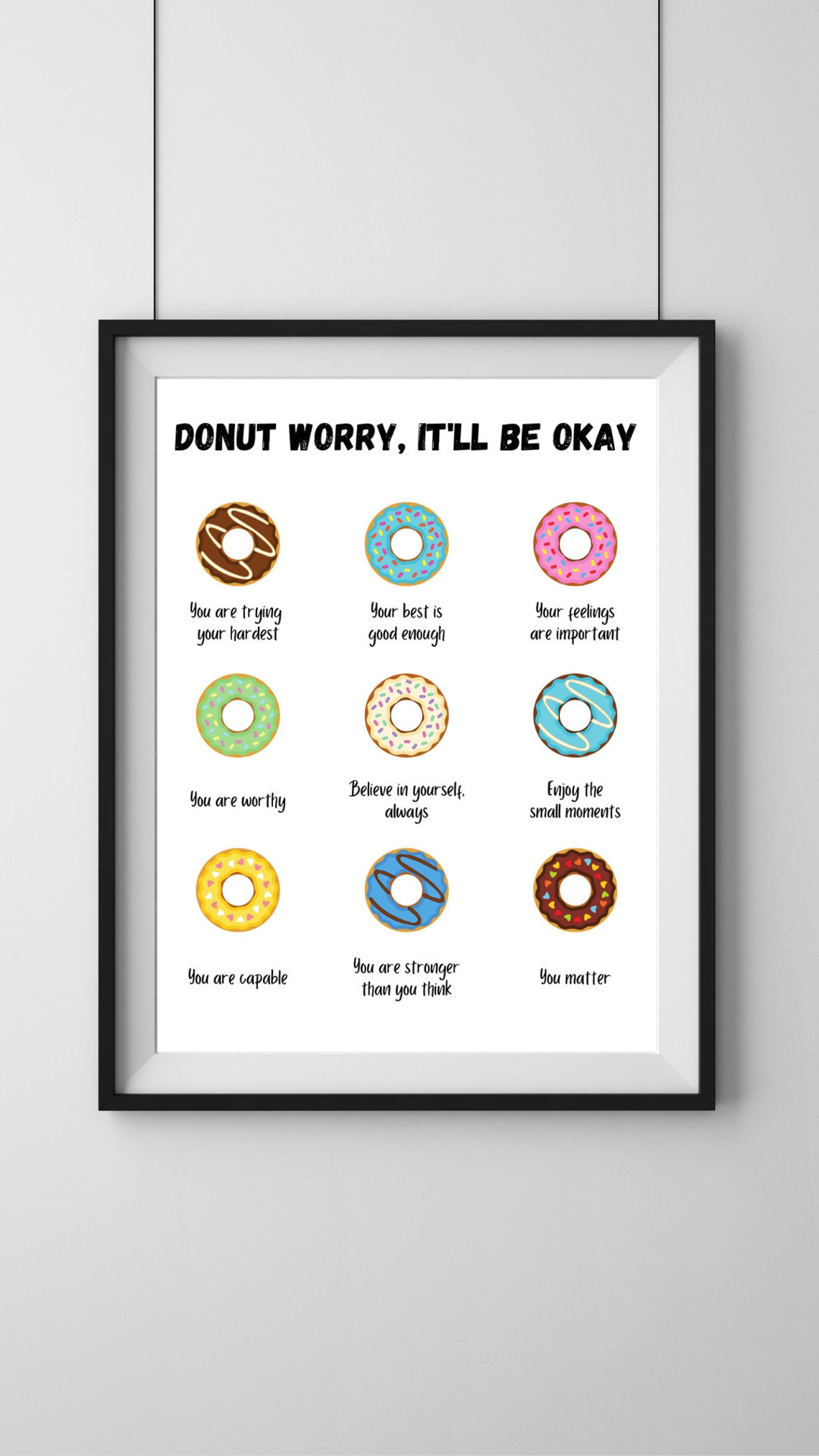 Donut Worry, It'll Be Okay, Poster, Therapy Poster, Therapy Office ...