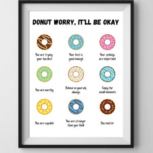 Donut Worry, It'll Be Okay, Poster, Therapy Poster, Therapy Office ...