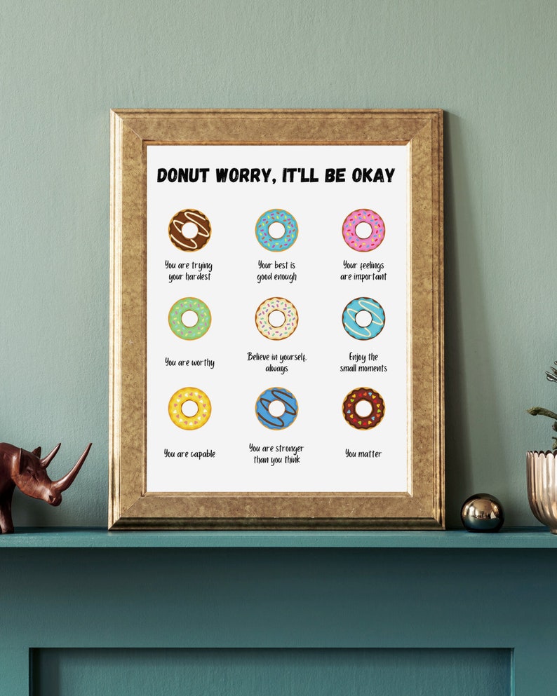 Donut Worry, It'll Be Okay, Poster, Therapy Poster, Therapy Office ...