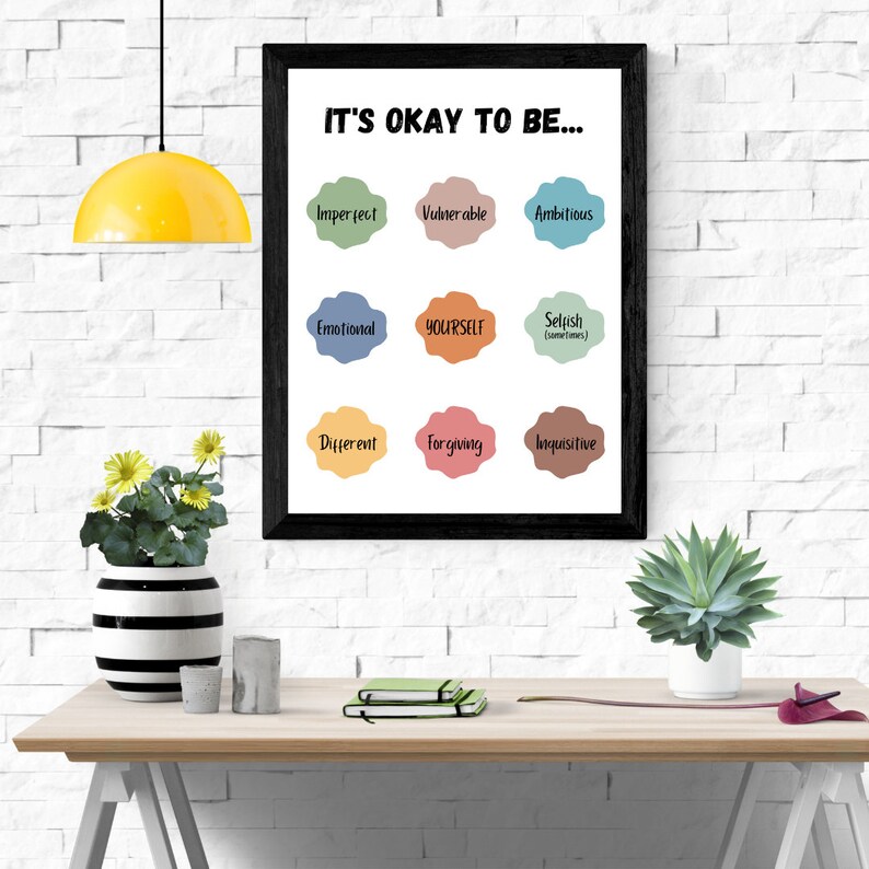 It's Okay to Be, Poster, Therapy Poster, Therapy Office Decor, School ...