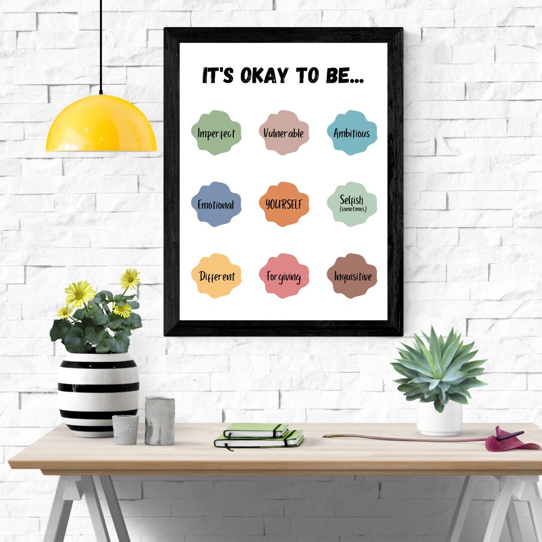 It's Okay to Be, Poster, Therapy Poster, Therapy Office Decor, School ...