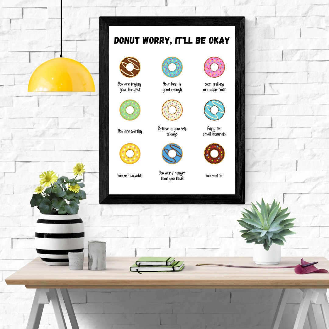 Donut Worry, It'll Be Okay, Poster, Therapy Poster, Therapy Office ...