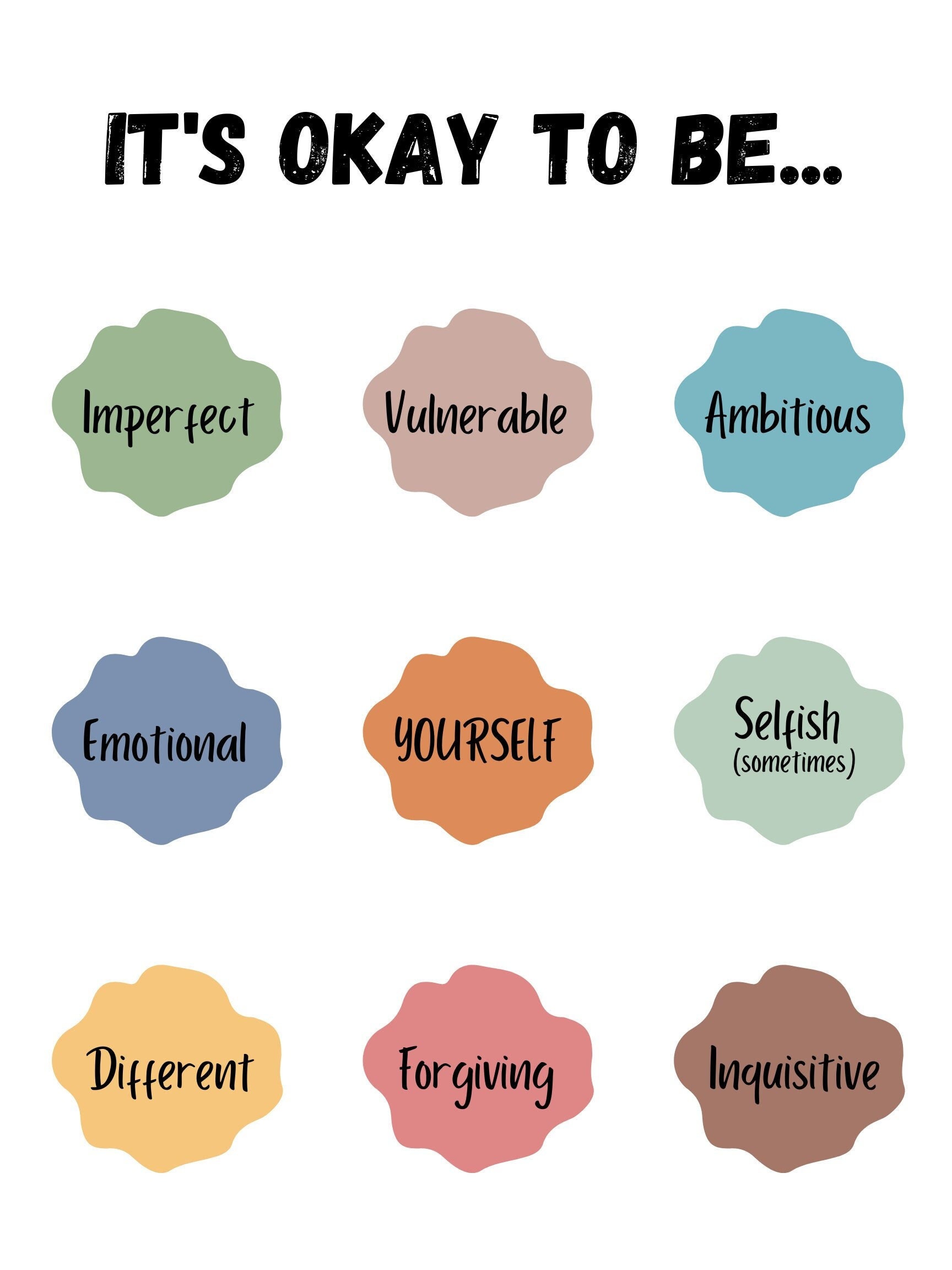 It's Okay to Be, Poster, Therapy Poster, Therapy Office Decor, School ...