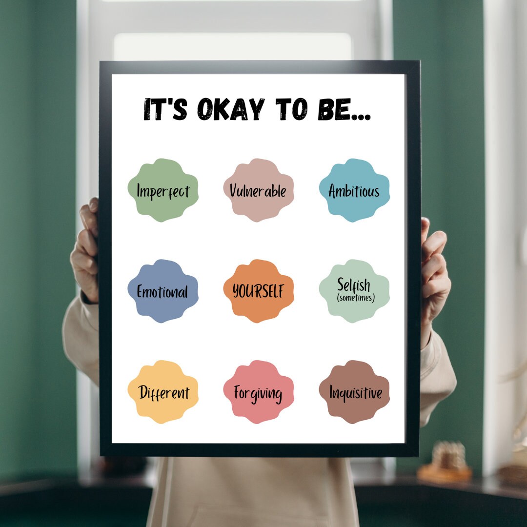 It's Okay to Be, Poster, Therapy Poster, Therapy Office Decor, School ...