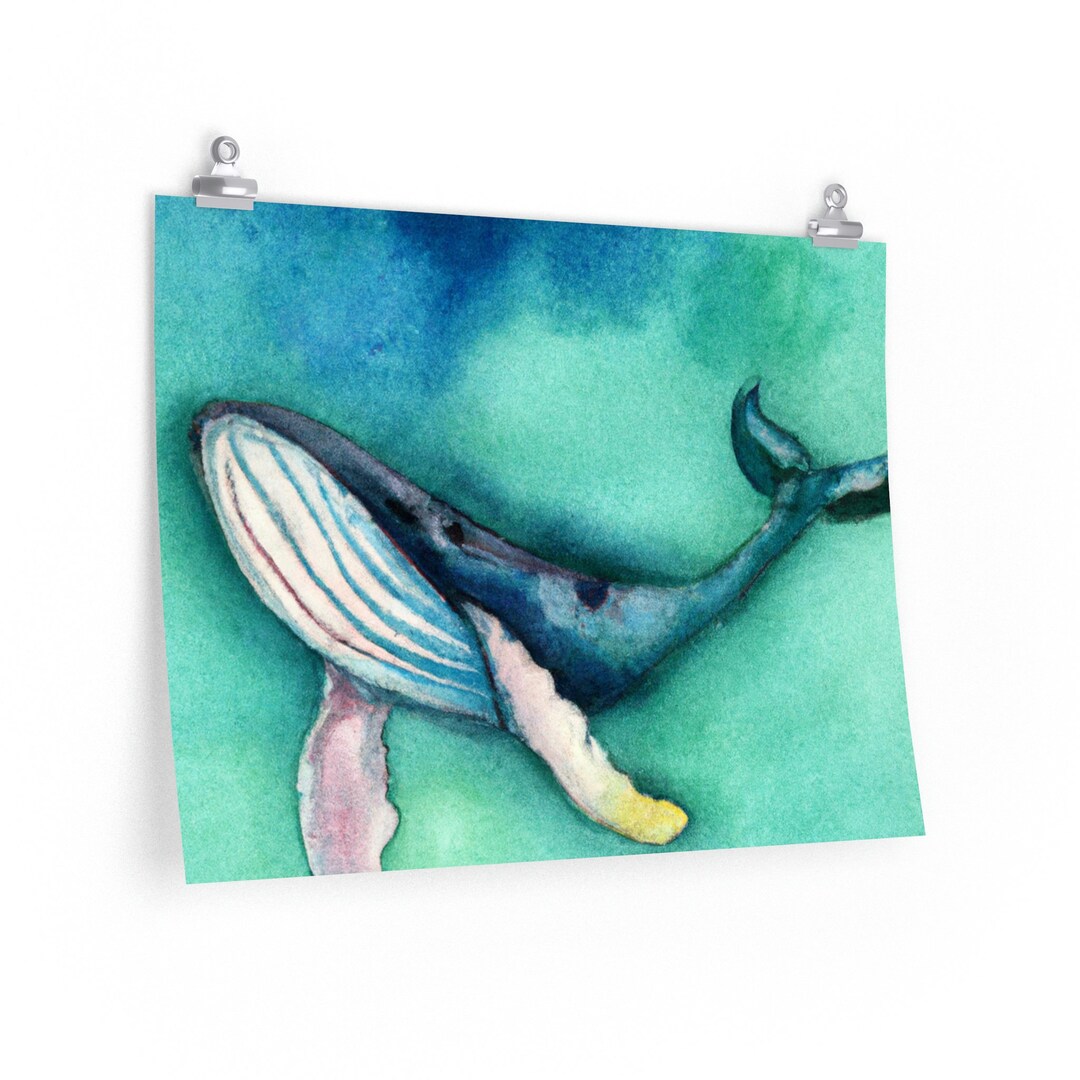 Whale Art, Watercolor Painting, Blue Whale Painting, Whale Painting, Whale Print, Whale Print ...